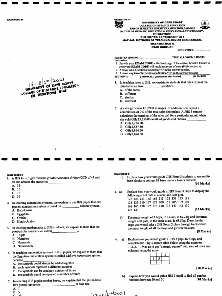 Maths Methods For JHS II 2021 | PDF
