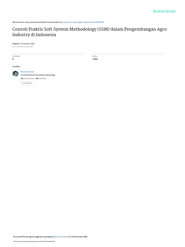 Contoh Praktis Soft System Methodology SSM | PDF