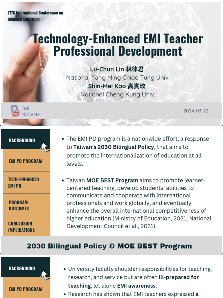 4B - Technology-Enhanced EMI Teacher Professional Development | PDF