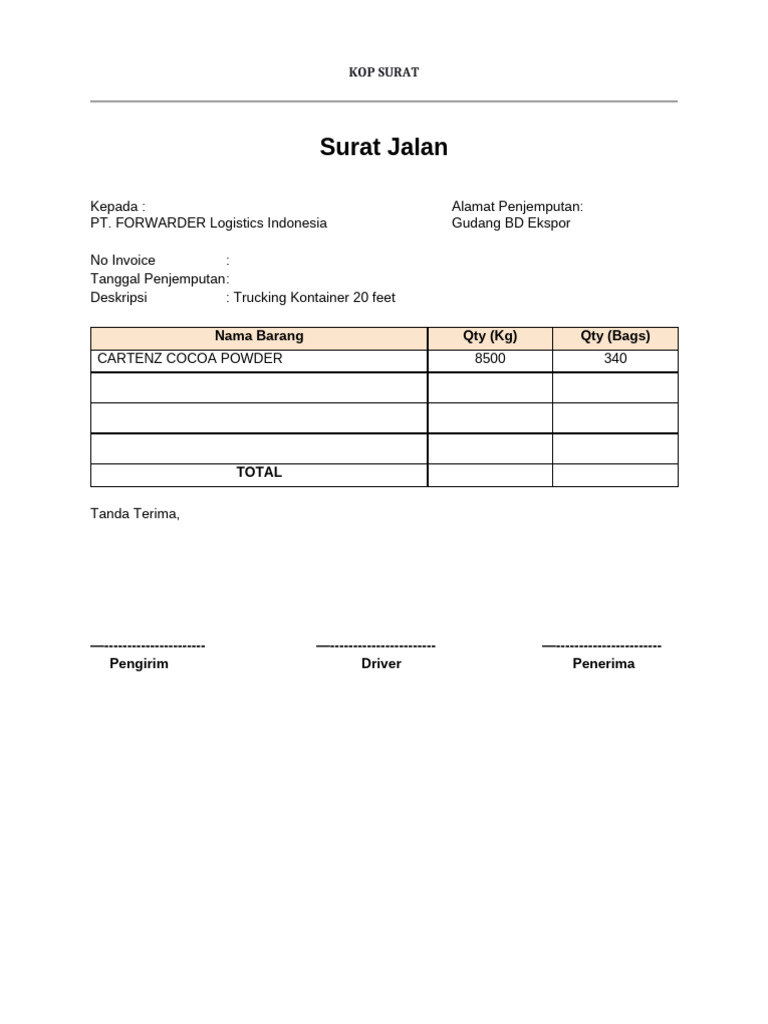 Template Surat Jalan | PDF