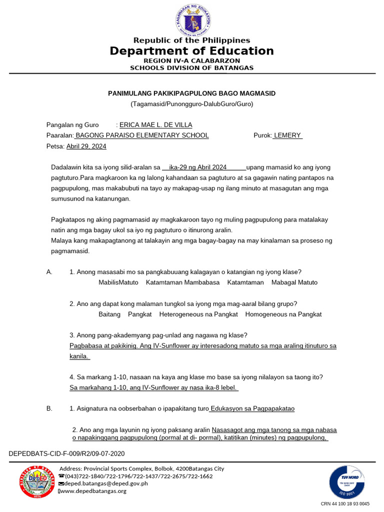Cot Pre and Post Filipino 4 2023 | PDF