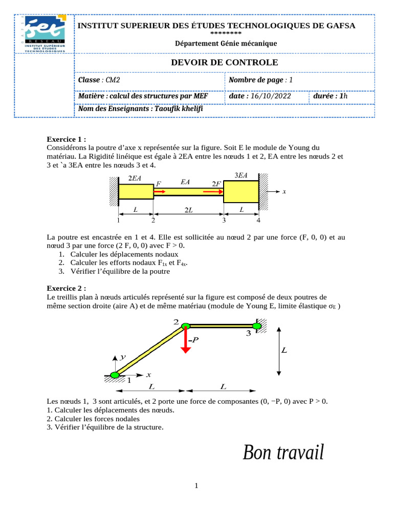 Devoir CM Mécanique Des Stru. | PDF