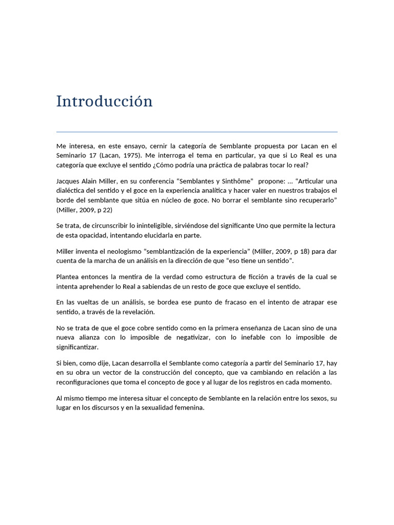 Semblante Lacaniano y Goce Analítico | PDF | Jacques Lacan | Filosofía