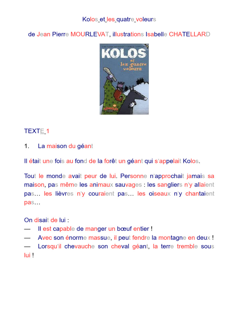 Kolos-et-les-quatre-voleurs-TAPUSCRIT Adapté | PDF
