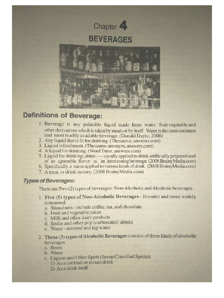 Chapter 4 Beverages | PDF