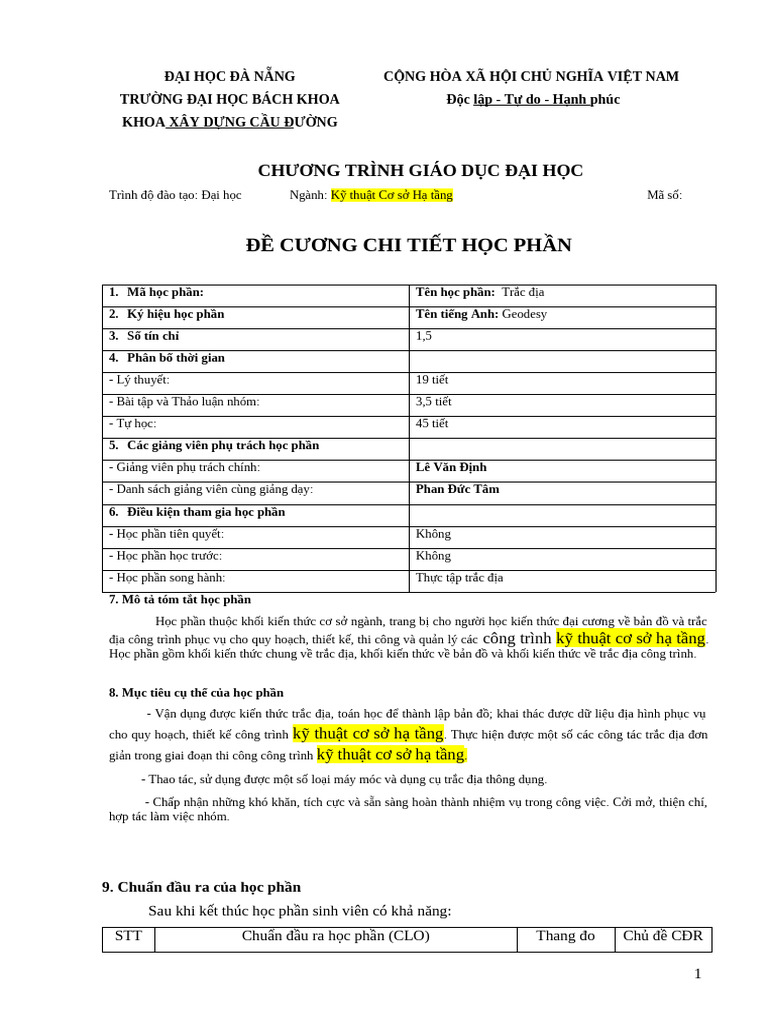 Decuong Tracdia.1,5tc - CLC.CSHT (1) - R | PDF