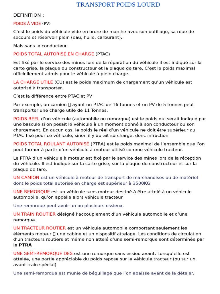 COUR PERMIS POIDS LOURDS | PDF