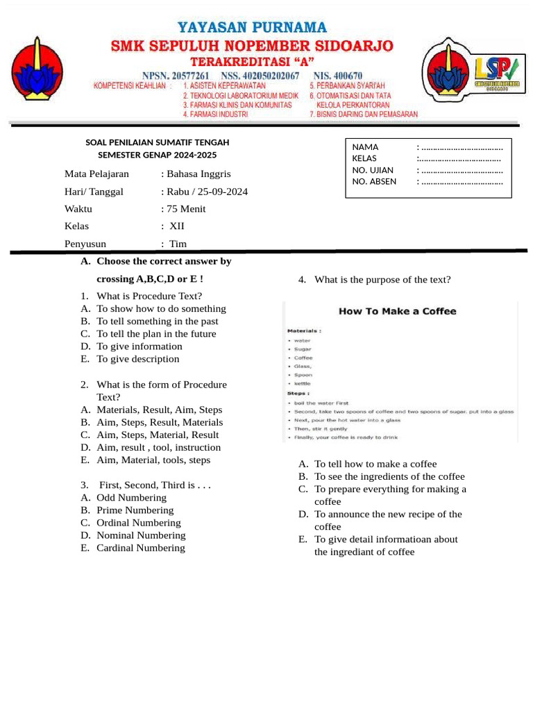 Soal Sas Bing Kelas X SMT Genap 2023-2024 | PDF