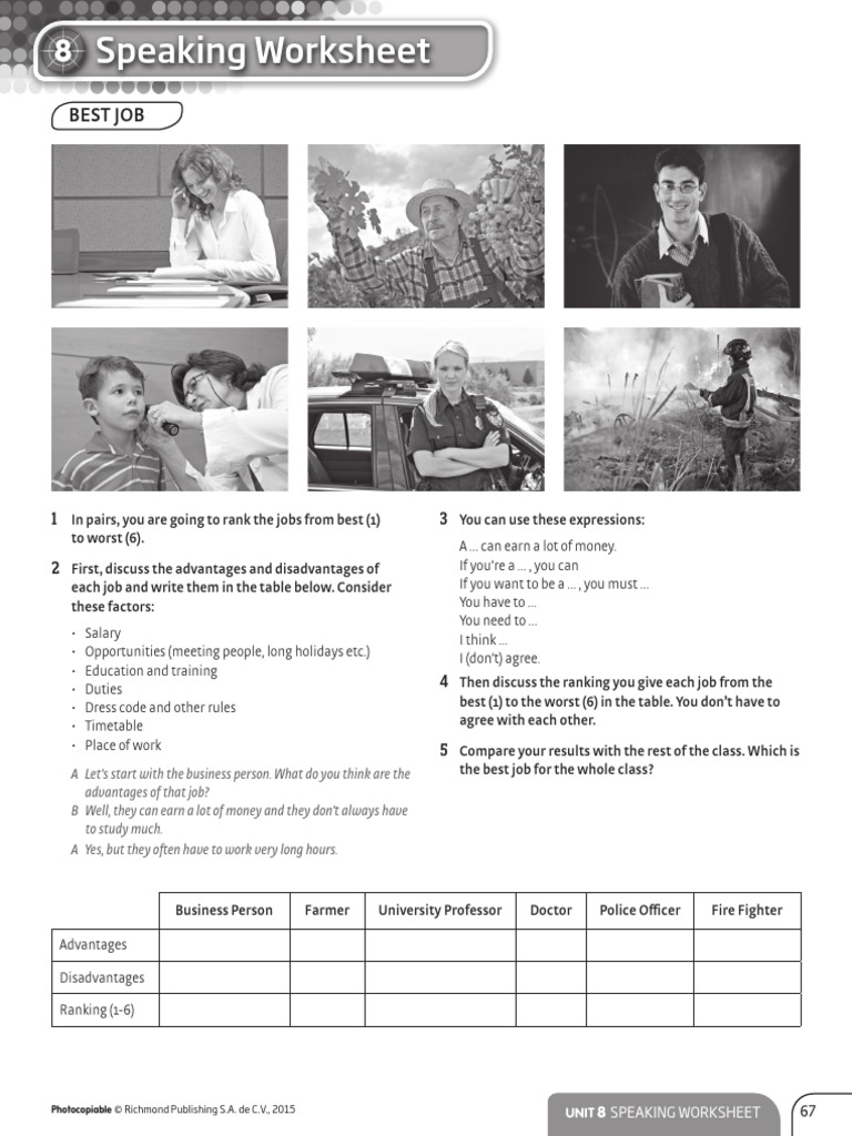 Achievers A2 Speaking Worksheet Unit 8 | PDF