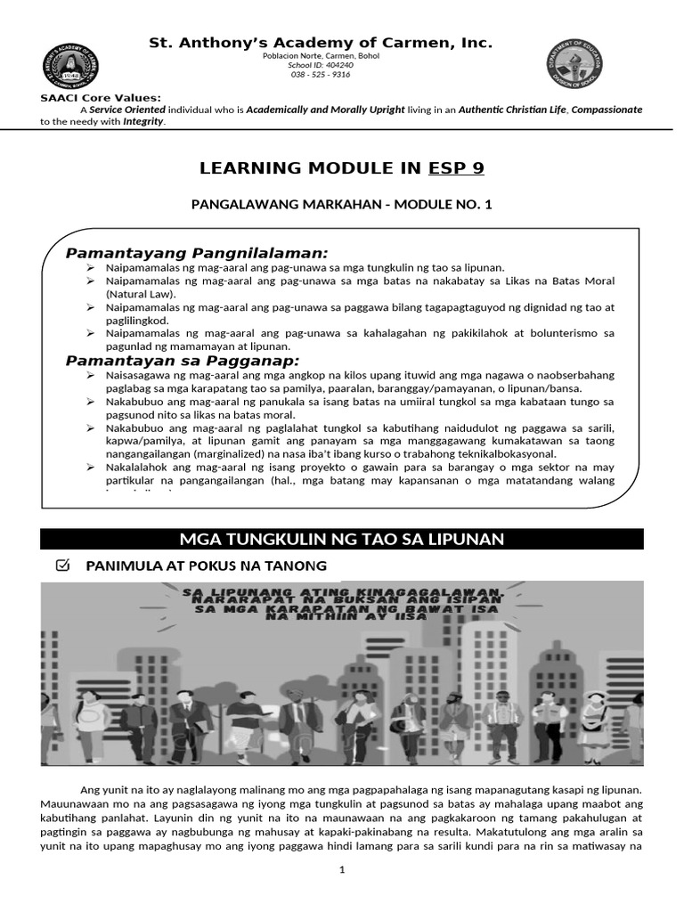 ESP 9 Module-Q2 | PDF