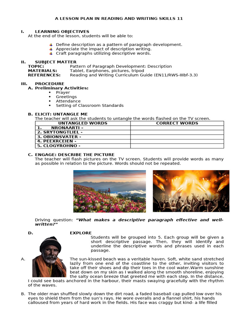 Reading and Writing Lesson Plan | PDF