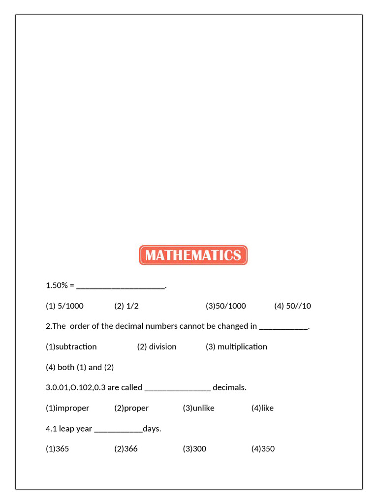 Final Question Paper Mock Test 4 | PDF