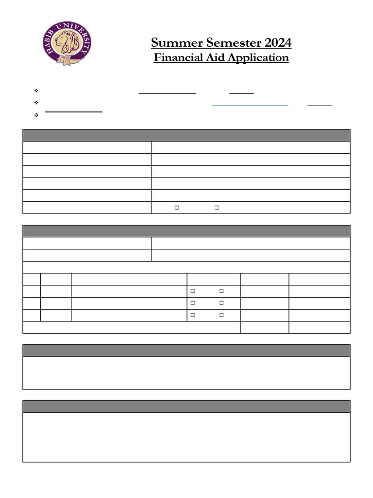 Summer semester FA Application Form - 2024 - Final | PDF