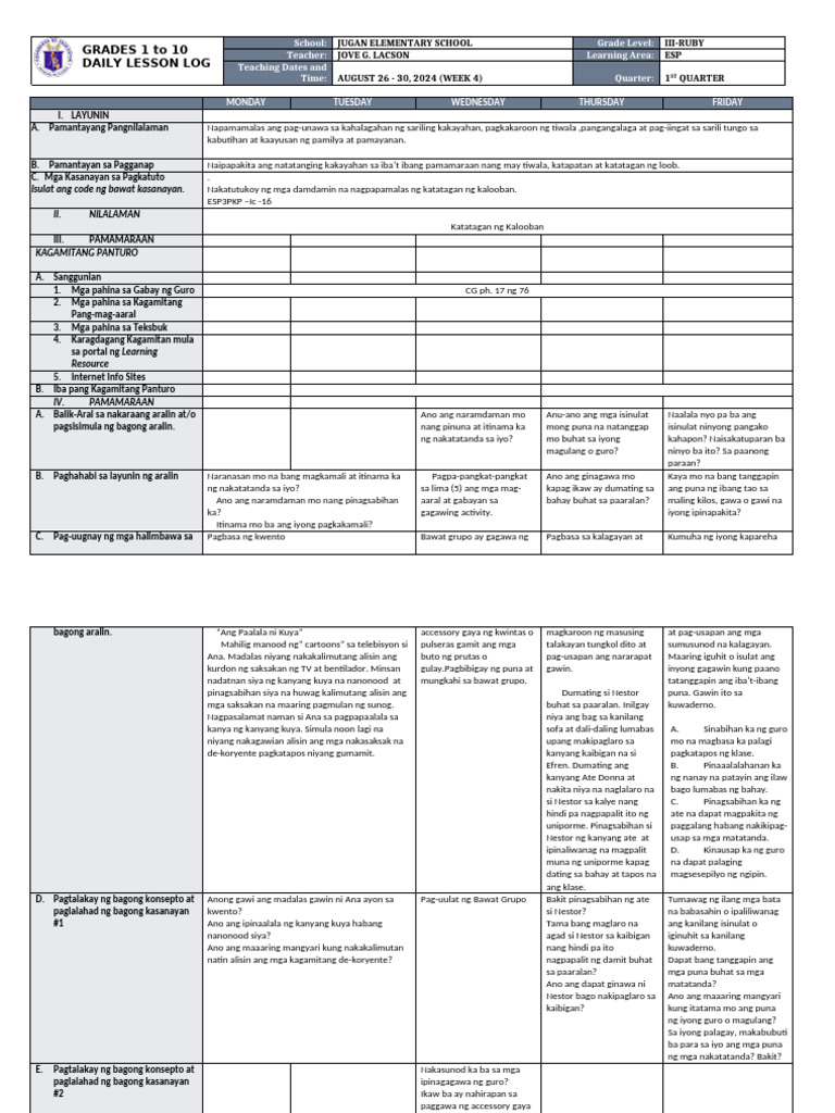 DLL - Esp 3 - Q1 - W4 | PDF