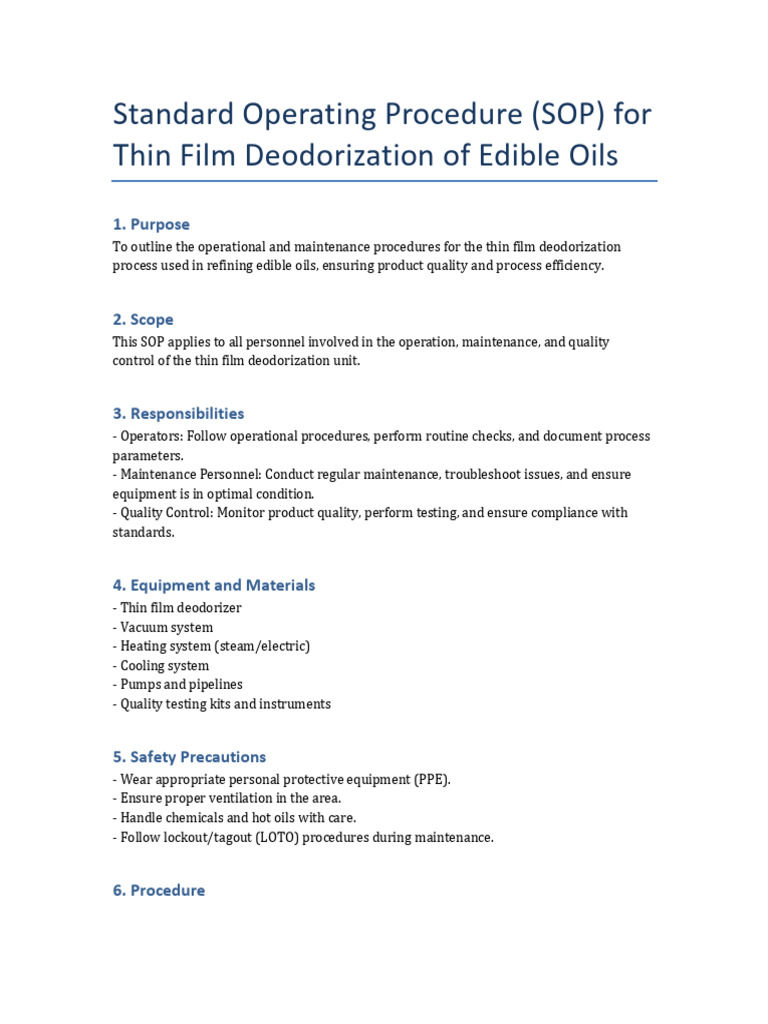 SOP Thin Film Deodorization 1717795598 | PDF