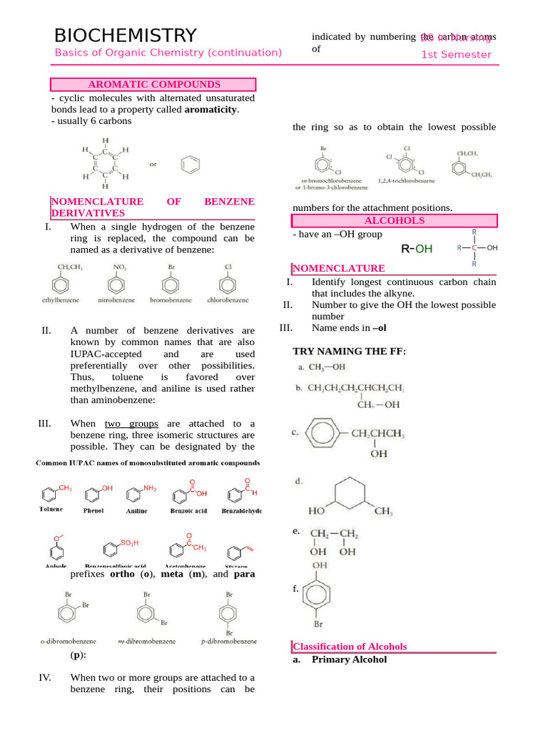 Biochem - Basics of Organic Chem (Continuation) | PDF