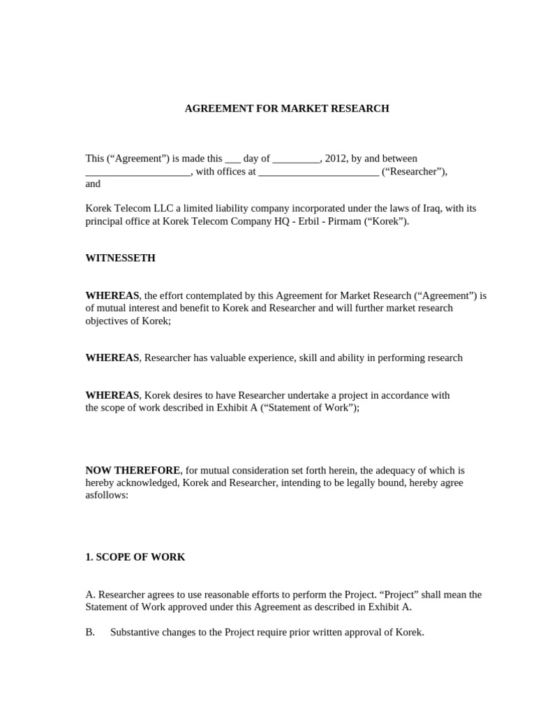 Market Research Agreement | PDF