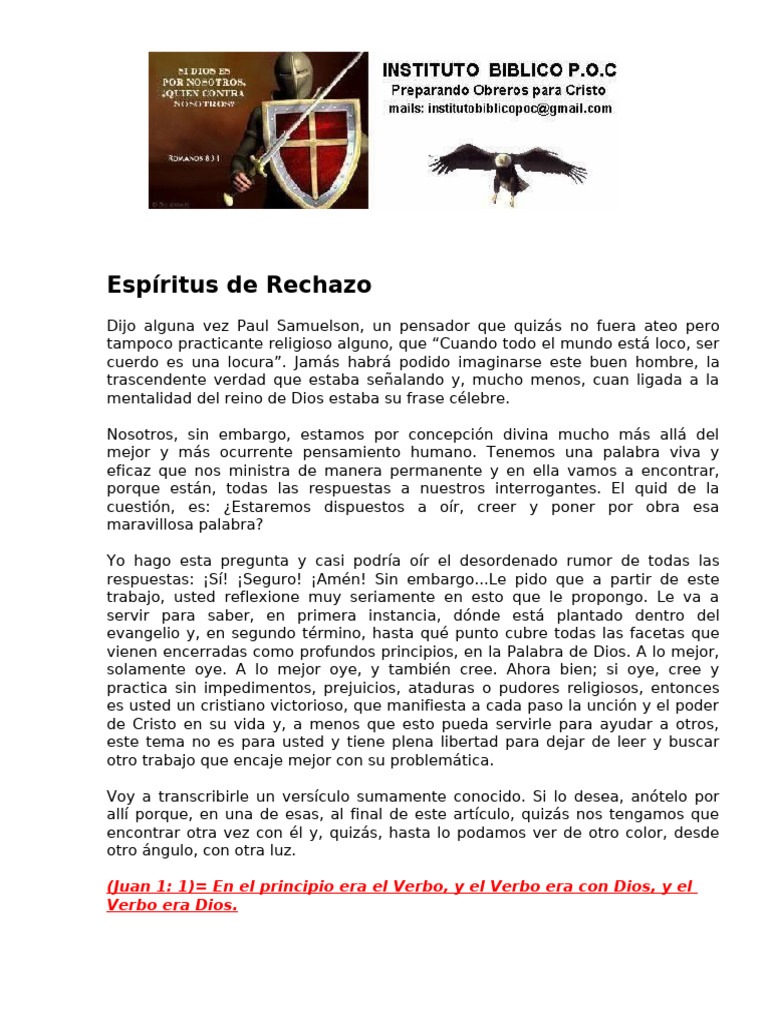 Espíritus De Rechazo Pdf Jesús Religión Y Espiritualidad