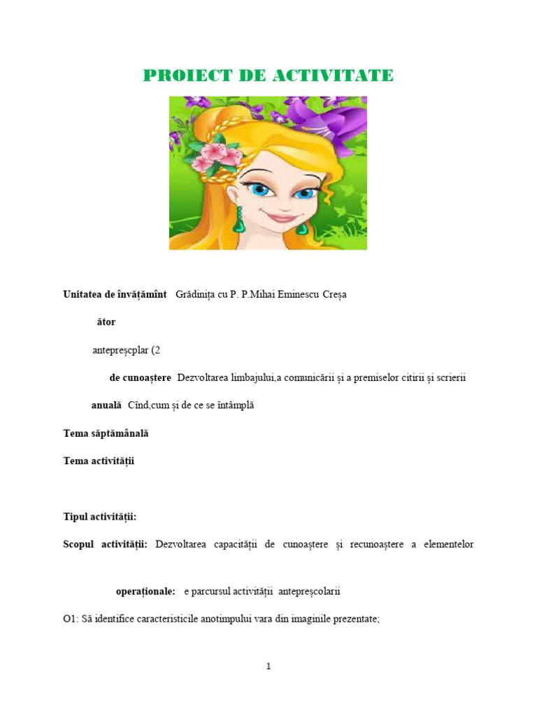 Proiect Didactic Vara | PDF