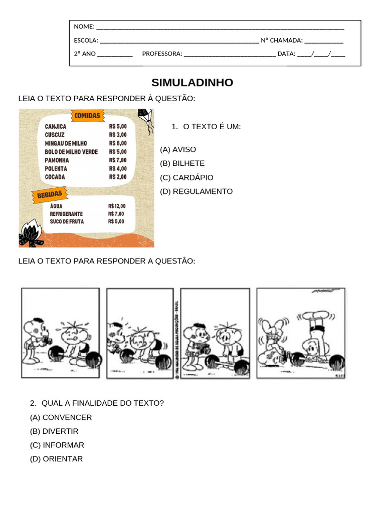 simulado 1 LP | PDF