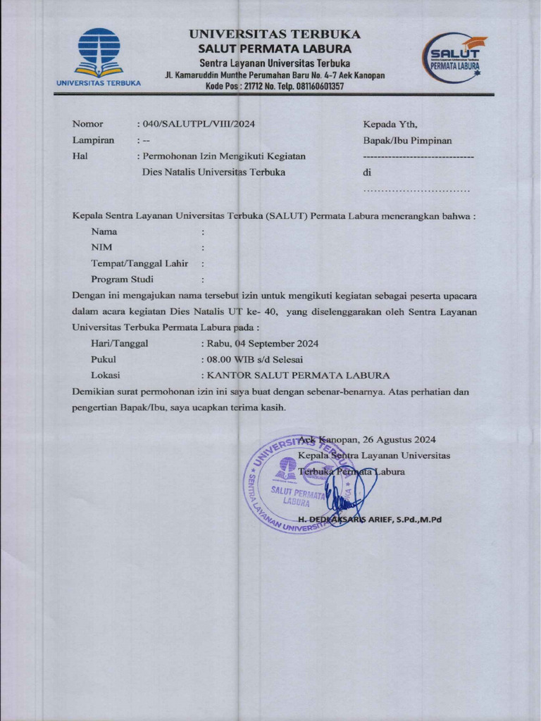 Surat Izin Ut 2 | PDF