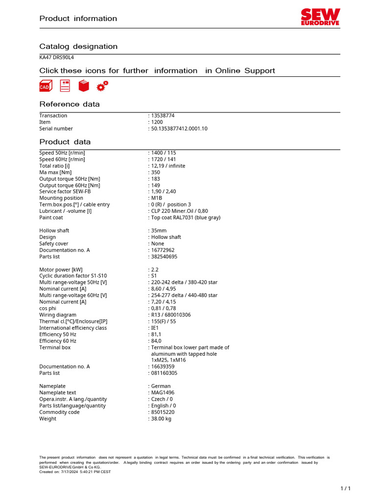 1200 KA47 DRS90L4 ProductData en US | PDF