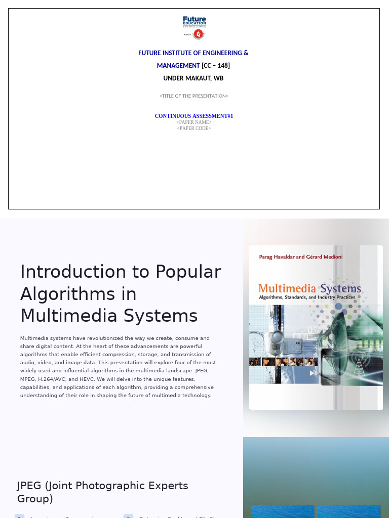 Introduction to Popular Algorithms in Multimedia Systems | PDF