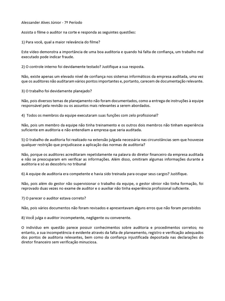 Auditoria Alessander | PDF