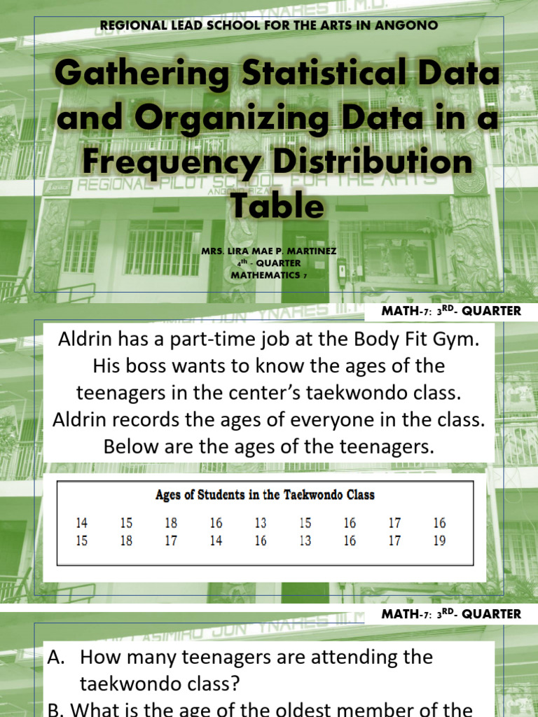 Gathering Statistical Data and Organizing Data in A Frequency ...