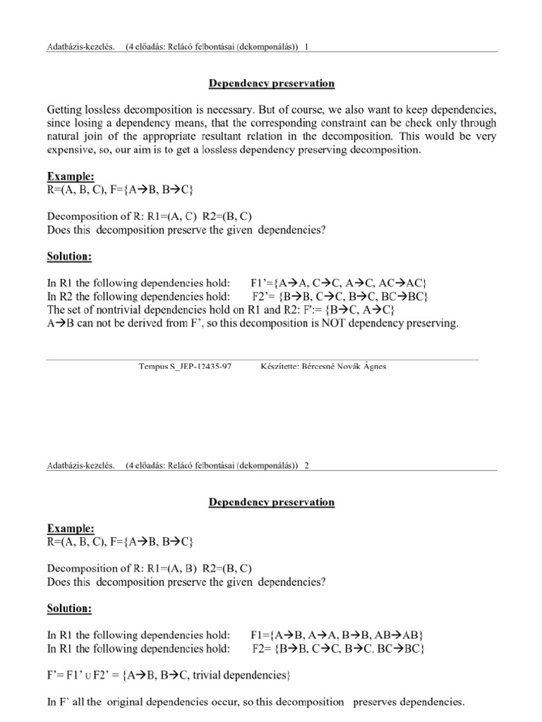 Unit 4 Dependency Preservation Notes | PDF