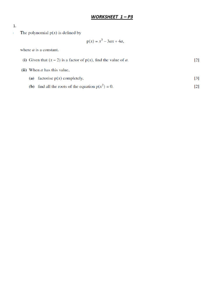 Worksheet 1 - P3 - Grade XII | PDF