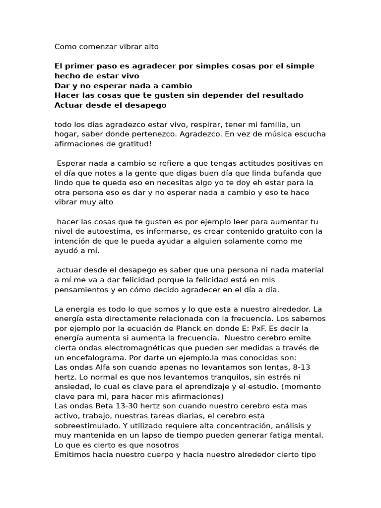 Como Comenzar Vibrar Alto | PDF