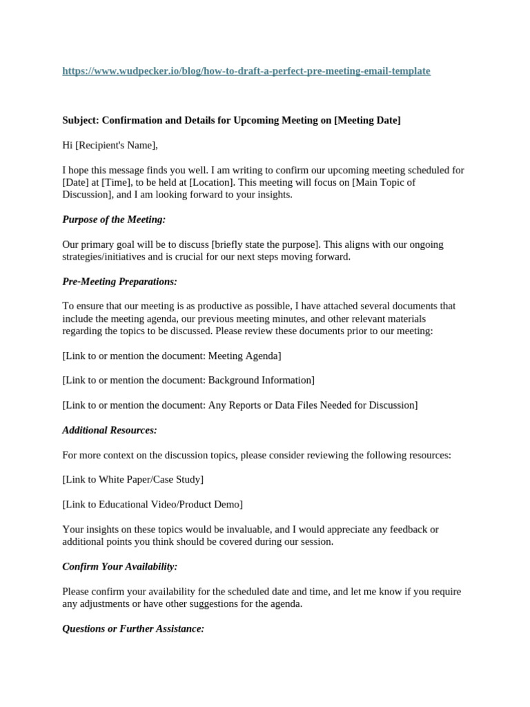 Pre-Meeting Template | PDF