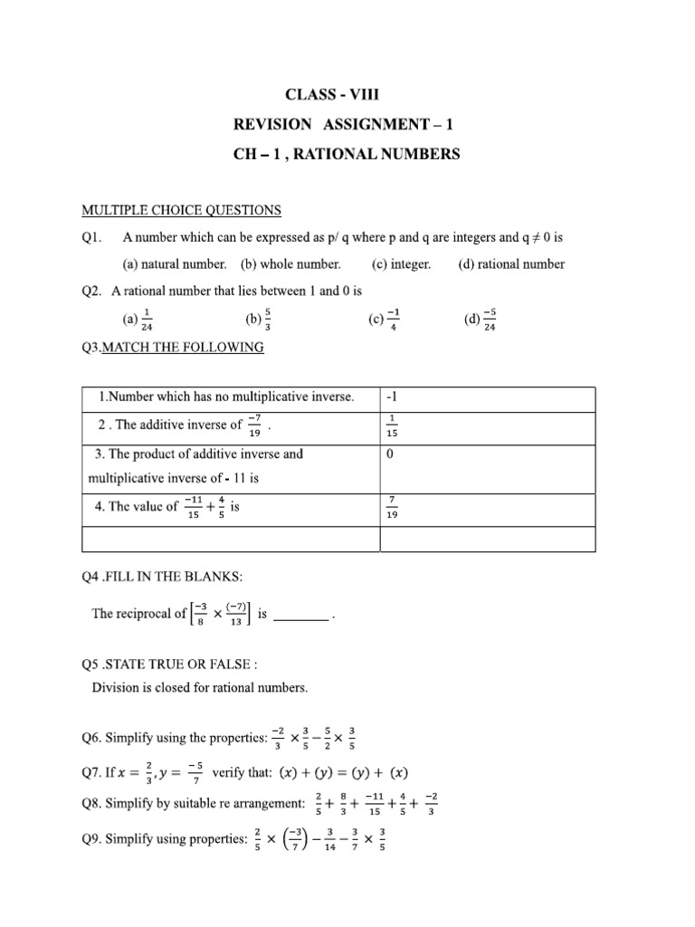 Maths Revision Assignment-1 | PDF