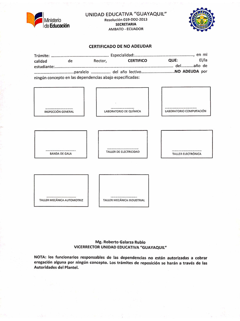 Circular R 050 CERTIFICADO DE NO ADEUDAR-2 | PDF