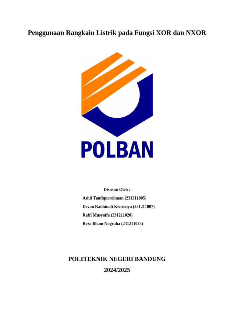 Laporan Kelistrikan XOR & NXOR | PDF