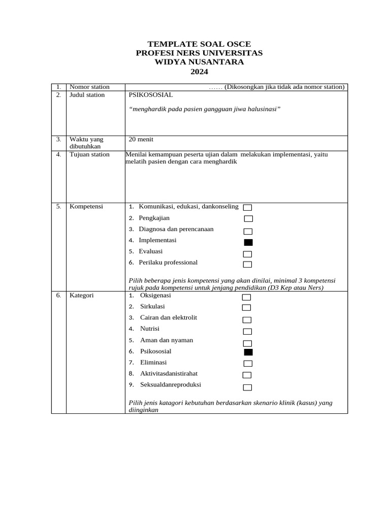 10.FORMAT PENULISAN SOAL OSCE HALUSINASI - Malikul | PDF