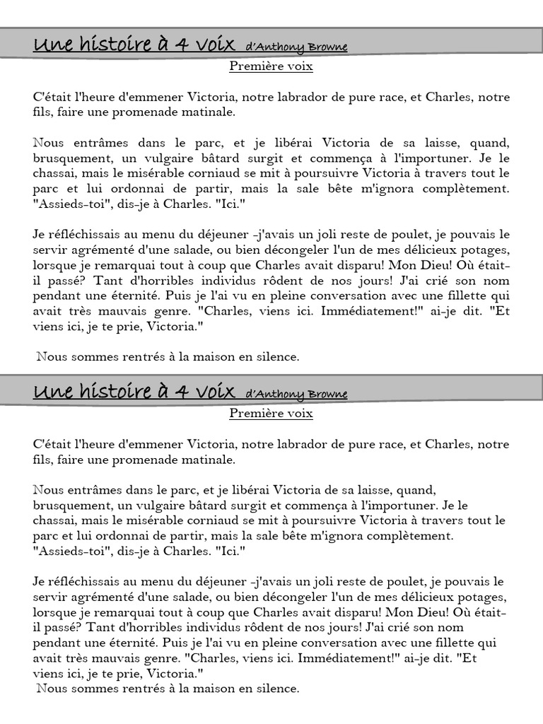 Une Histoire A 4 Voix Tapuscrit | PDF