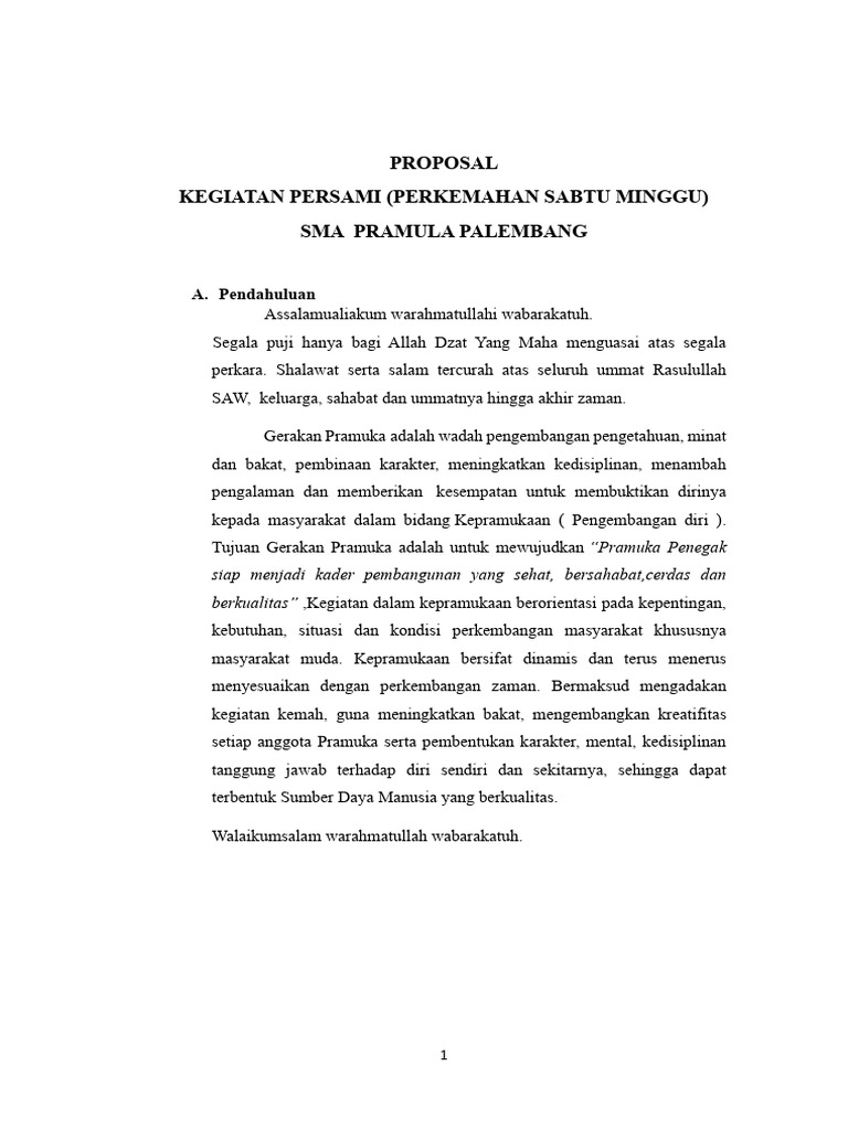 Proposal Persam Sma Pramula | PDF