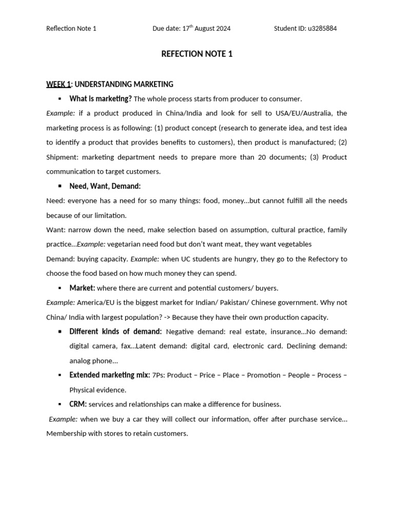 Reflection Note 1 | PDF