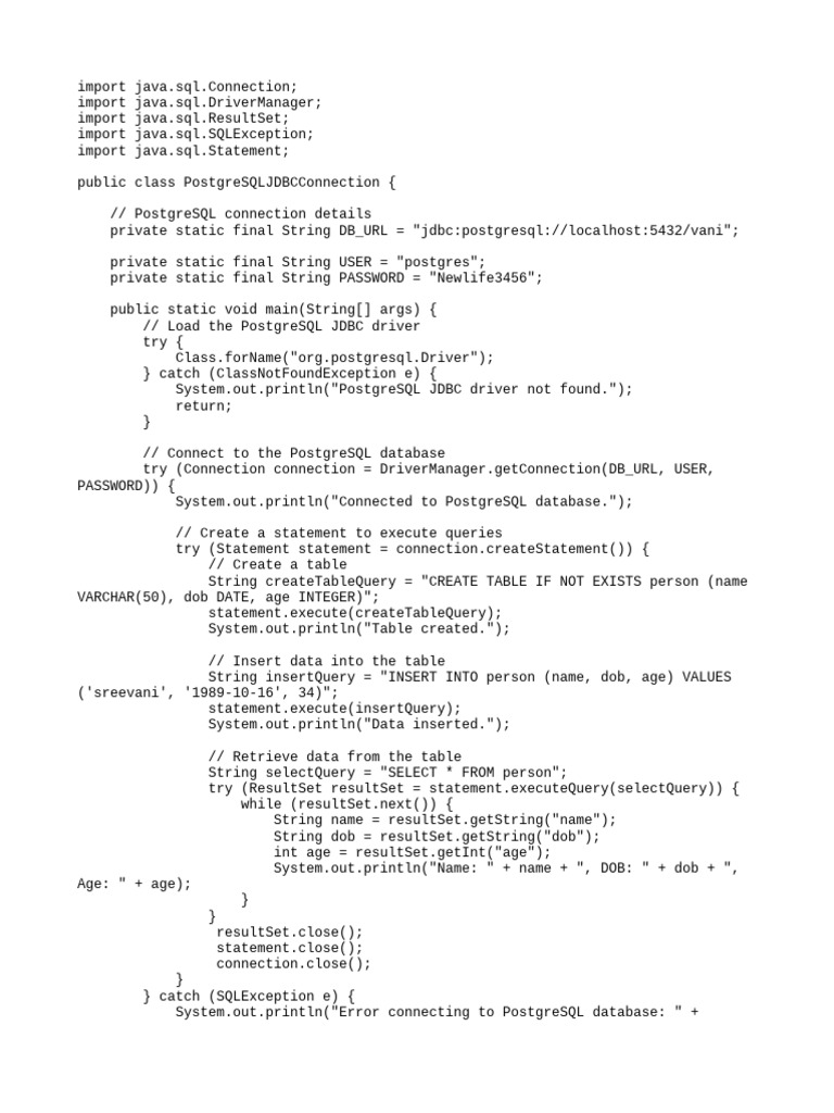 jdbc program | PDF jdbc program | PDF