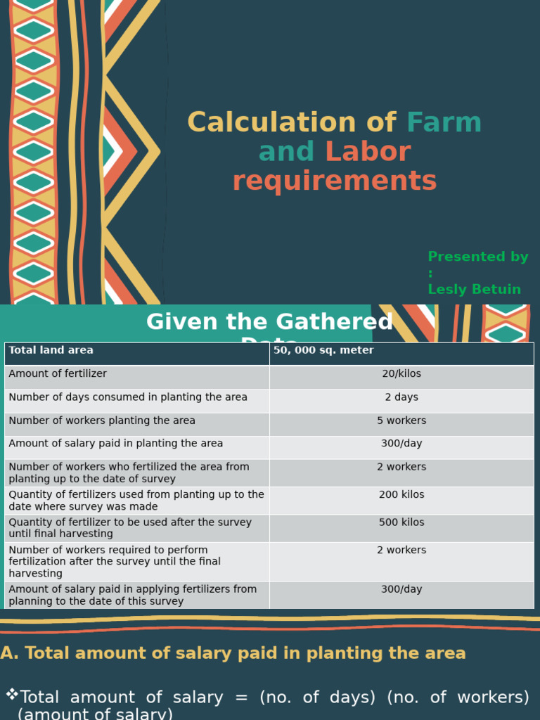 Calculation of Farm and Labor Requirements | PDF