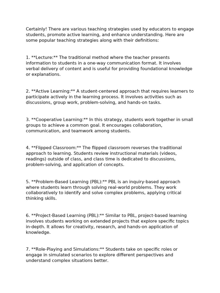 Effective Teaching Strategies Guide | PDF | Learning | Career & Growth