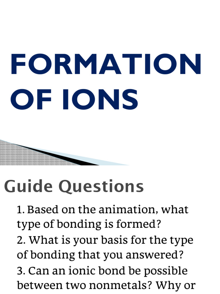 Formation of Ions | PDF