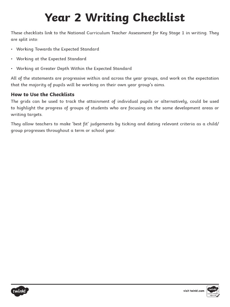 Year 2 Writing Checklist | PDF