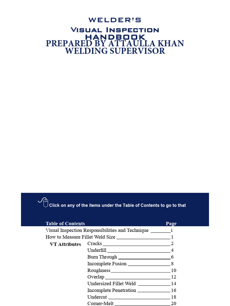 Welders Visual Hand Book | PDF | Welding | Technology & Engineering