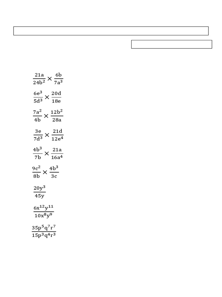 Algebraic Fractions - Worksheet 1 | PDF