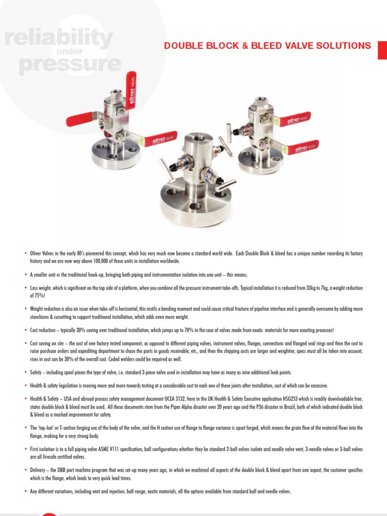 Double Block and Bleed Valve | PDF