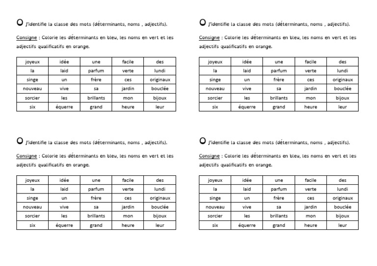 A IMPRIMER Exercice Entraînement Classe Des Mots | PDF