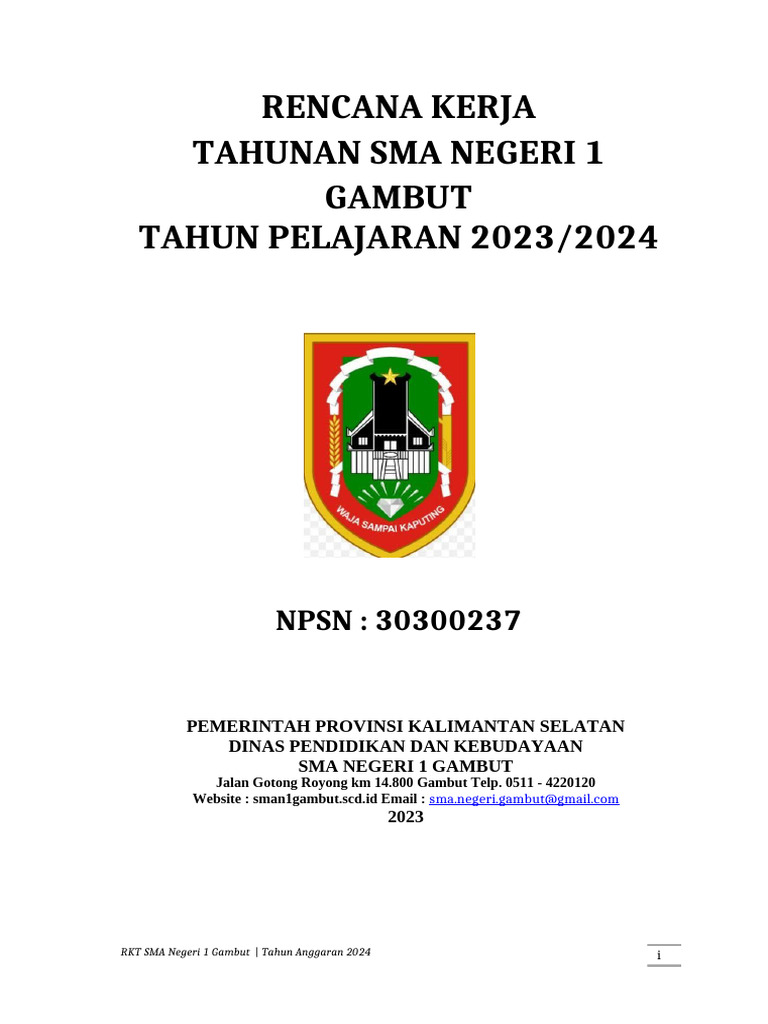 Update Draft Kerangka RKT Provinsi Kalsel 09112023 | PDF